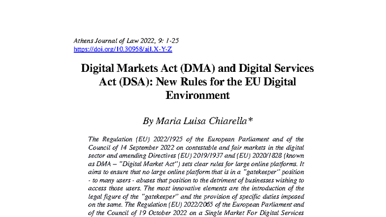 Digital Markets Act (DMA) & Digital Services Act (DSA): EU Regulations ...