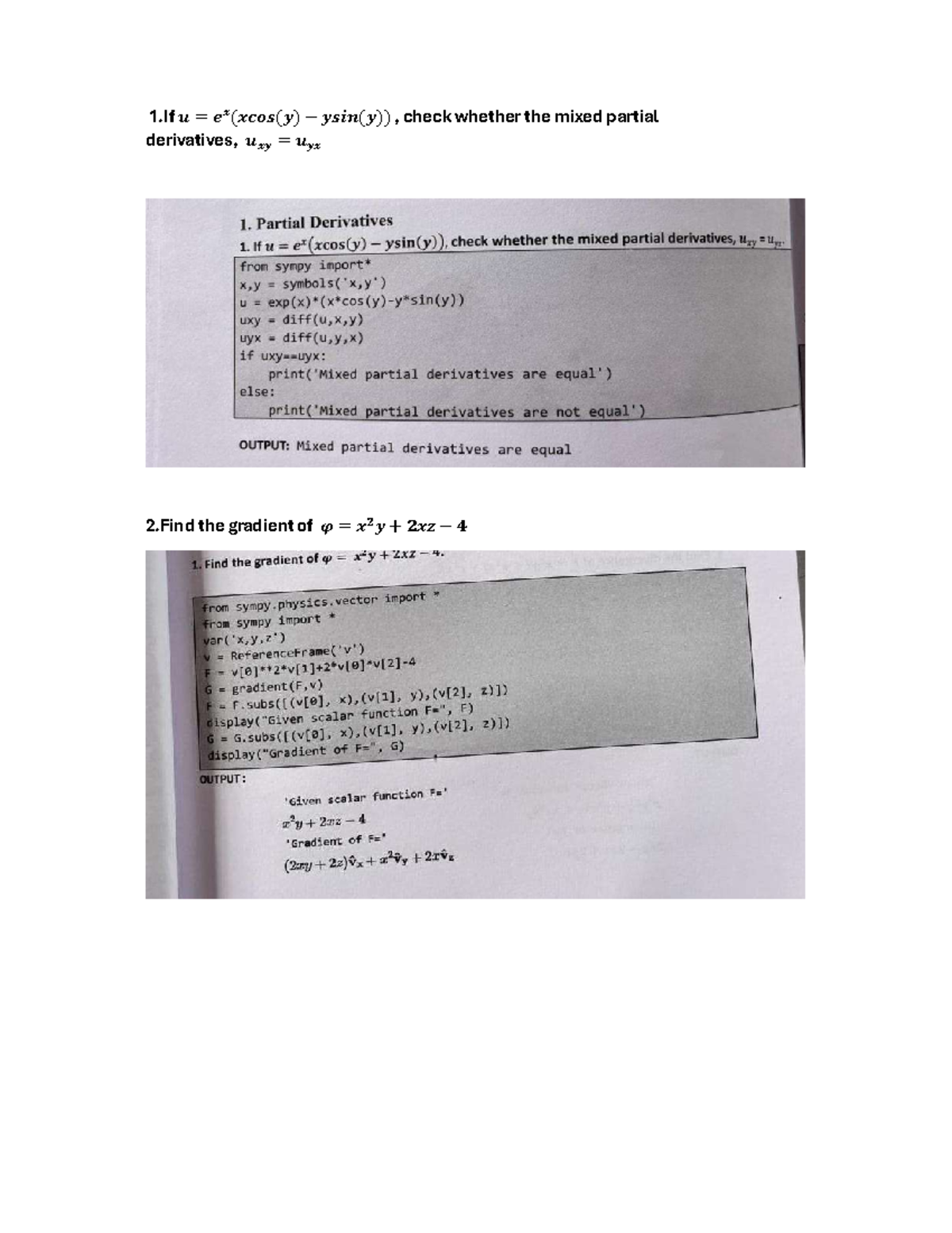 Mathematics LAB - Mixed Partial Derivatives & Eigenvalues - Studocu