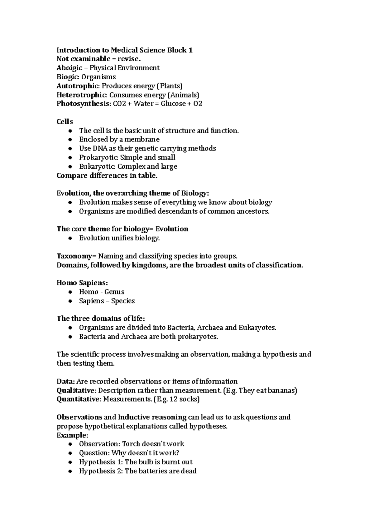 APES1001 Lecture Notes: Introduction to Medical Science Block 1 - Studocu