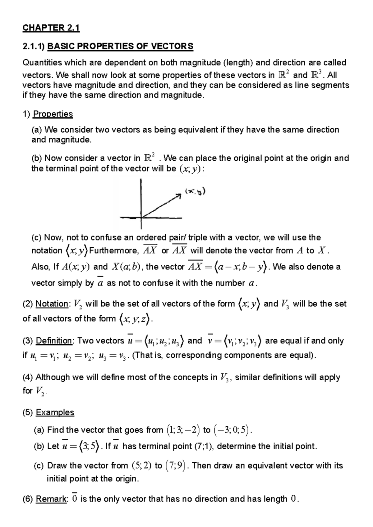 Chapter 2.1: Basic Properties of Vectors and Algebraic Operations - Studocu