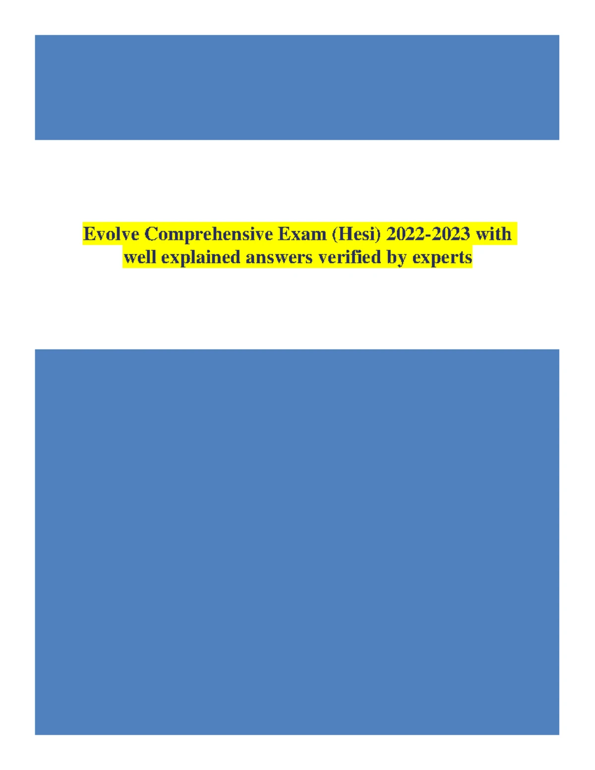 Evolve Comprehensive Exam Hesi 2022 - Evolve Comprehensive Exam (Hesi ...