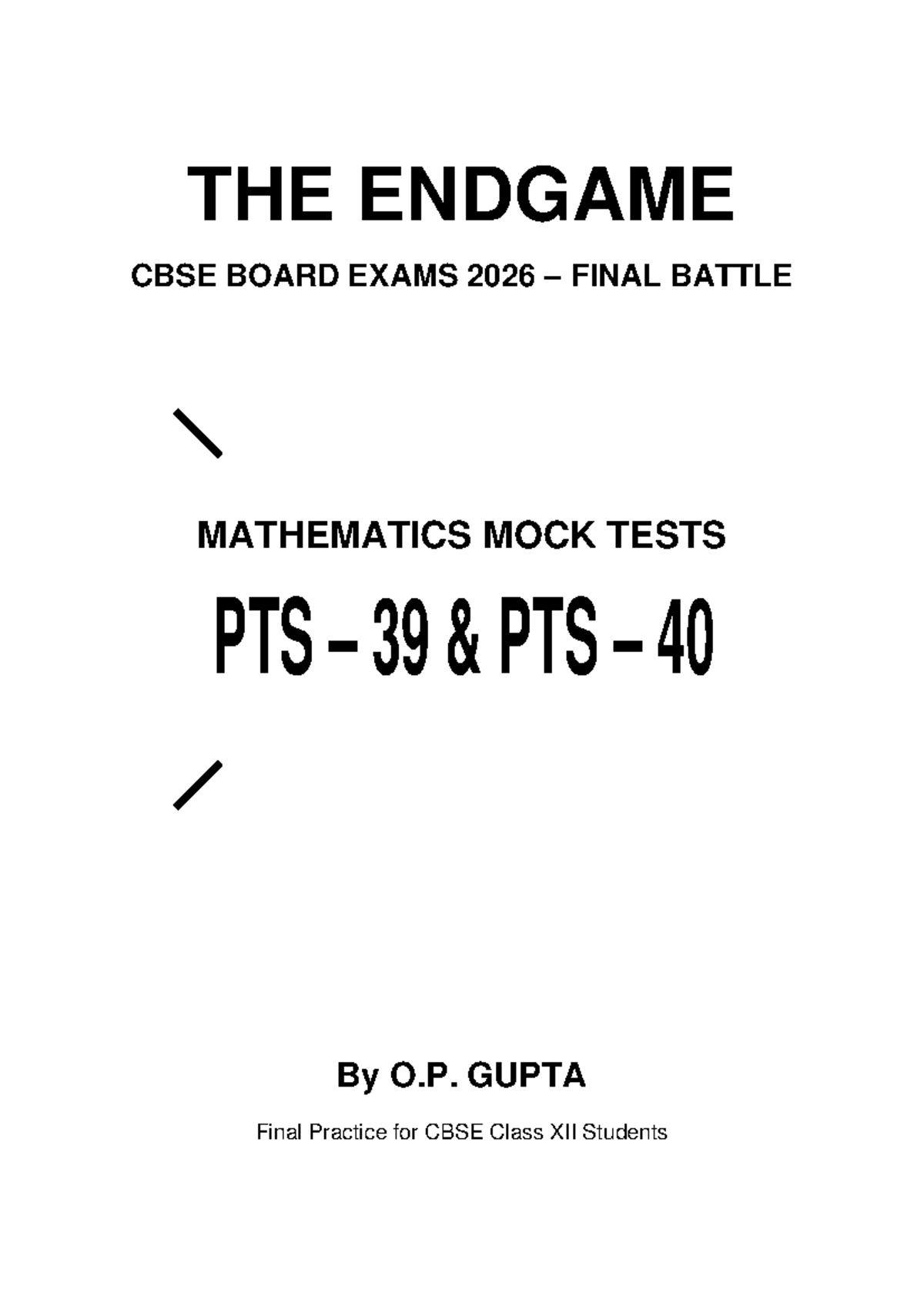 Endgame CBSE XII Mathematics Mock Tests 2026 - Final Practice - Studocu