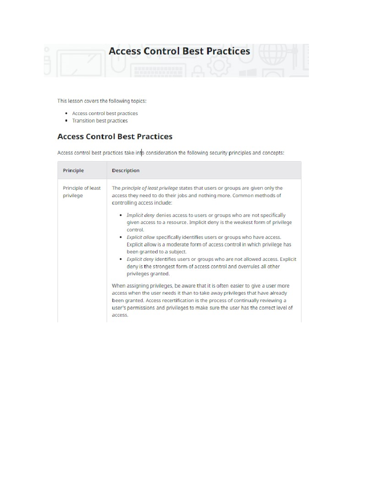 Access Control Best Practices: Chapter 6 Study Notes - Studocu