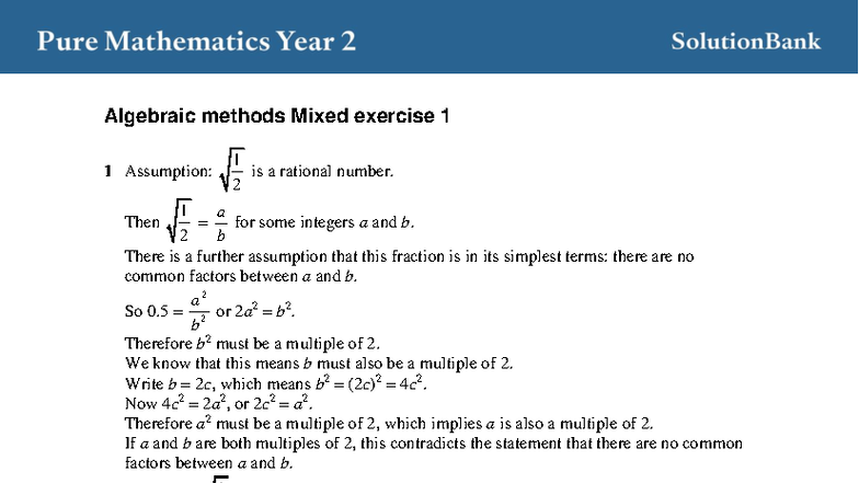 Alevelsb P2 Mixed Exercise 1: Algebraic Methods Analysis - Studocu