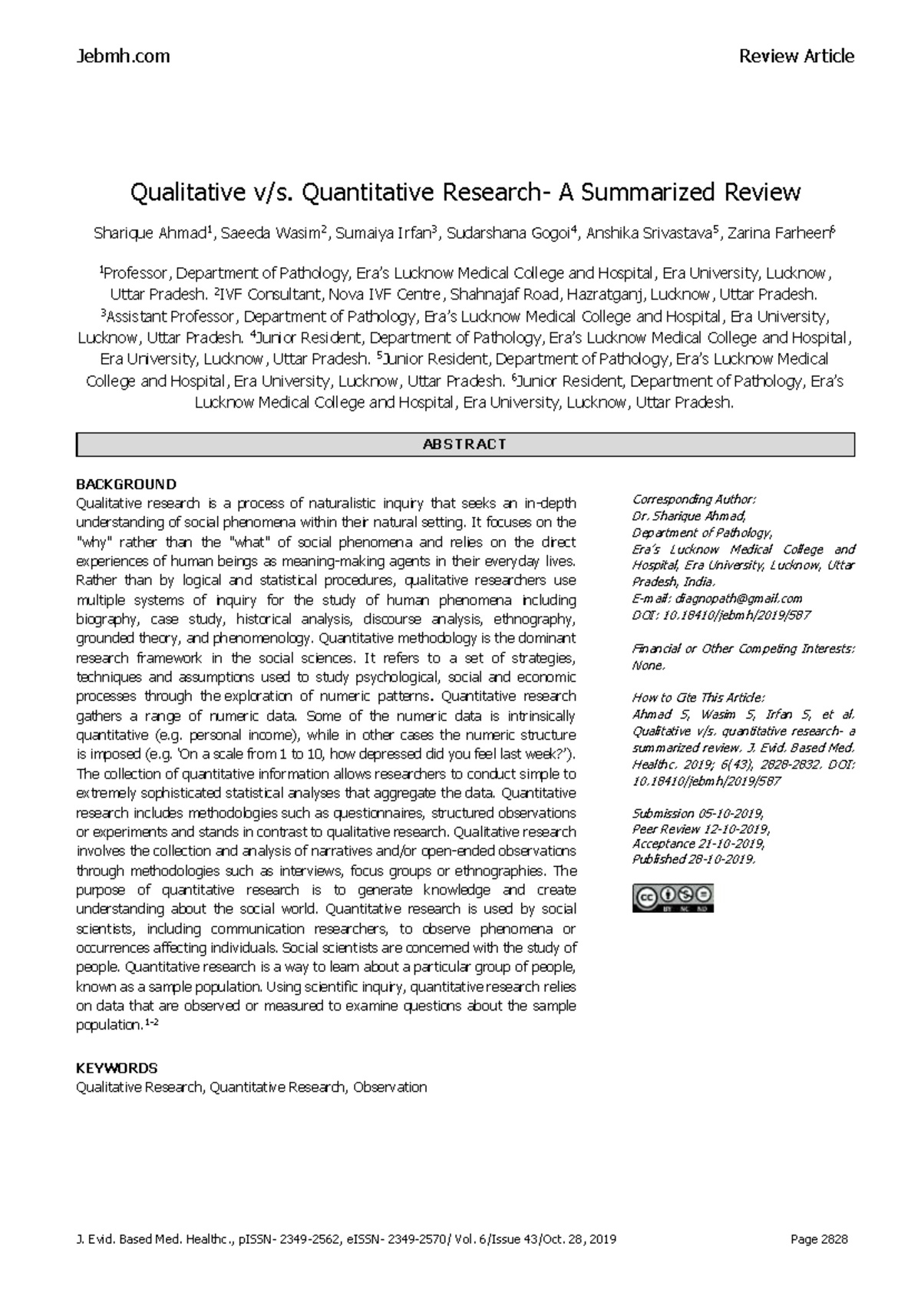 Qualitative vs Quantitative Research: A Comprehensive Review - Studocu