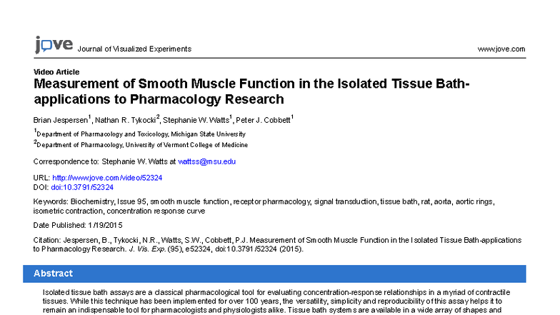 Measurement of Smooth Muscle Function in Isolated Tissue Bath (PHM 101 ...