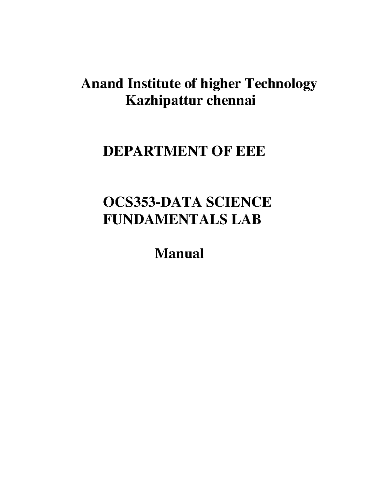 Fundamentals of Data science Lab manual AIHT - Anand Institute of ...
