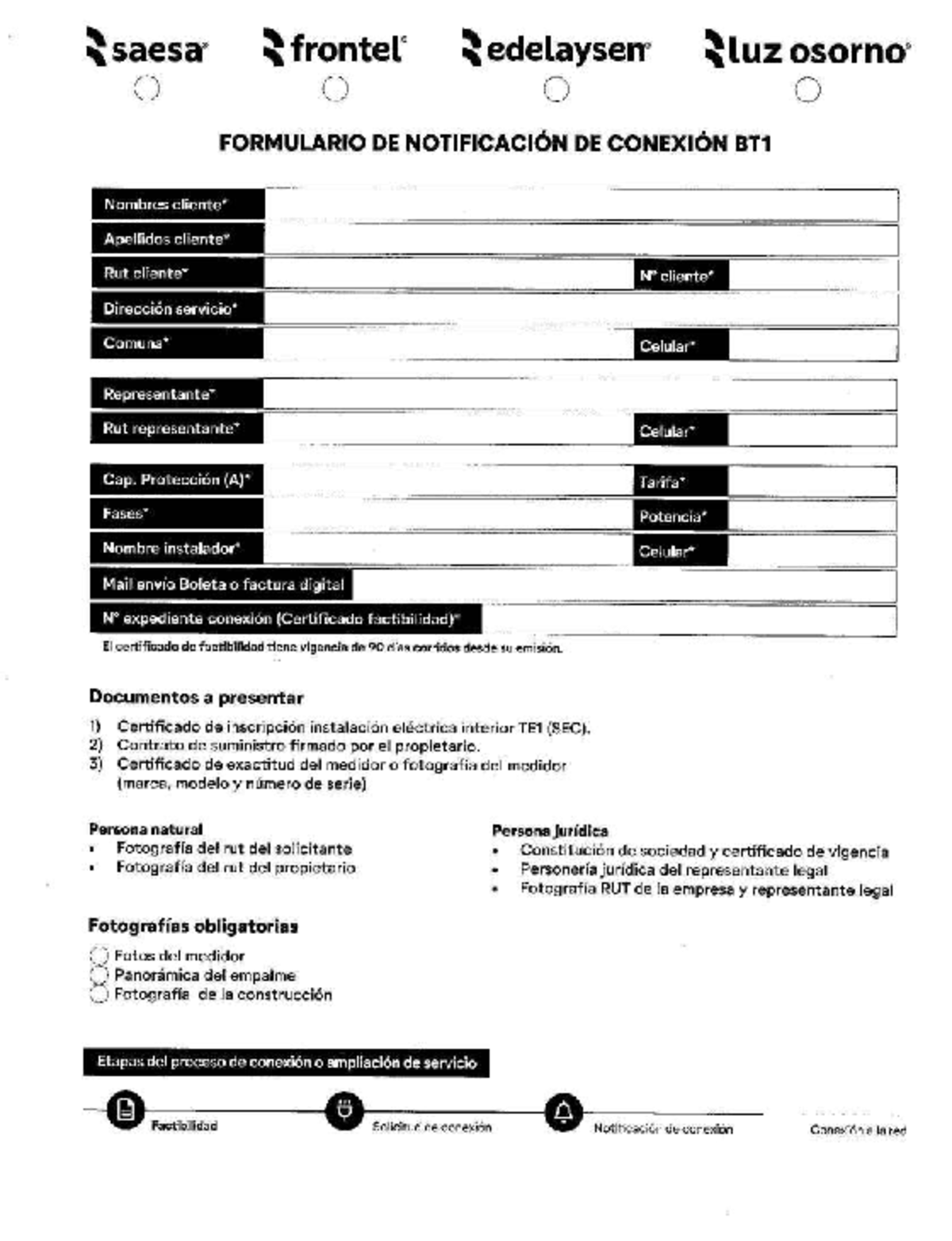 Formulario de Notificación de Conexión BT1 - Proceso y Requisitos - Studocu