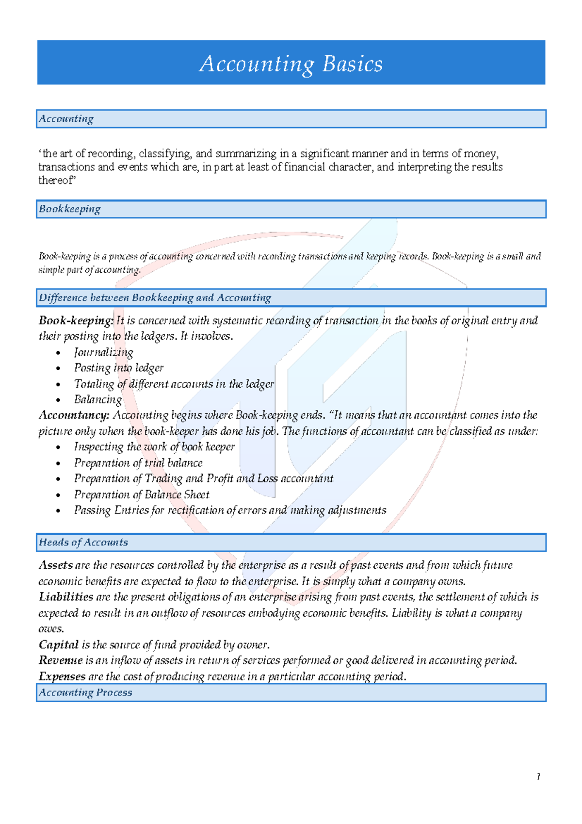 As level Accounting notes - Accounting Basics Accounting ‘the art of ...