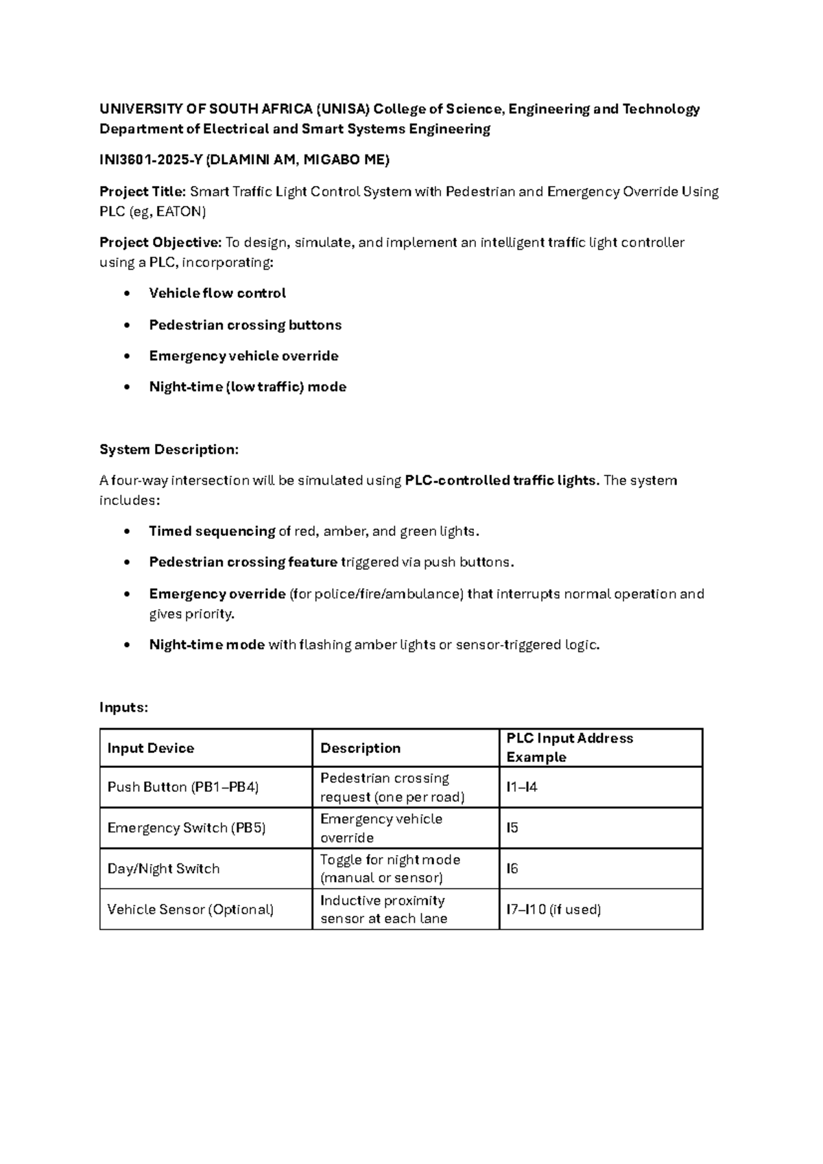 INI3601-2025-Y Practical Project: Smart Traffic Light Control System ...
