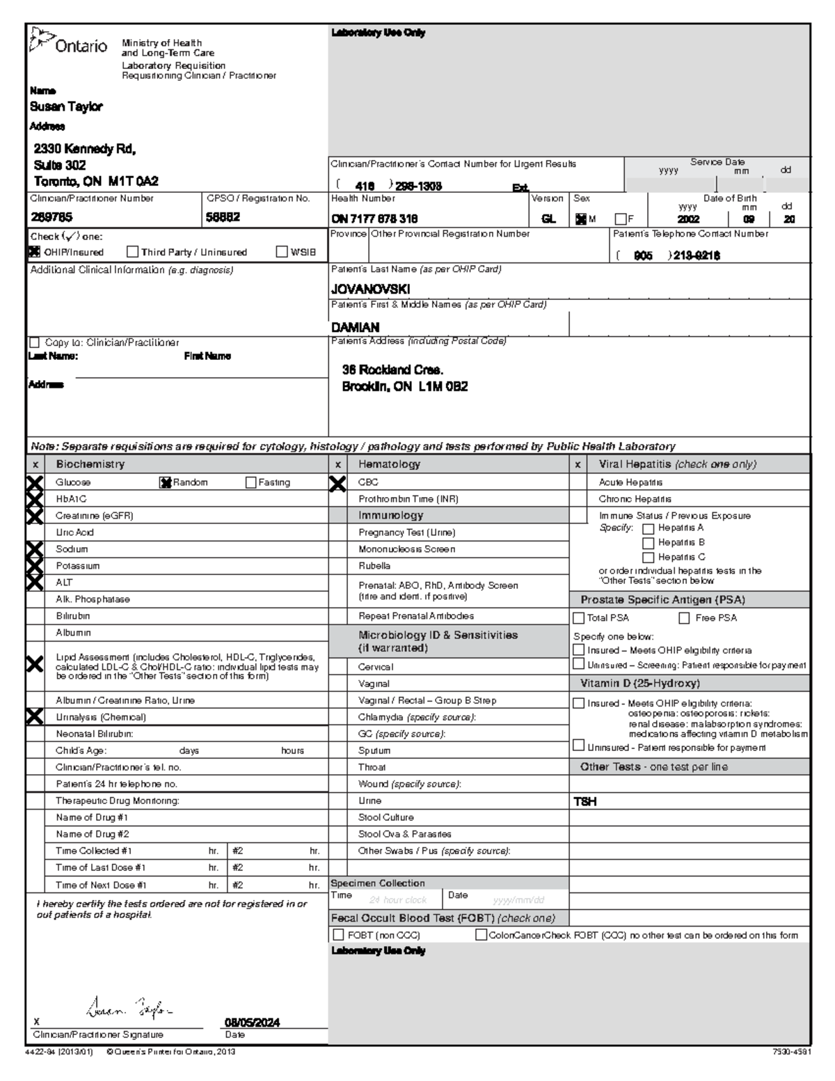 Lab form - lecture material - Specimen Collection x Biochemistry x ...