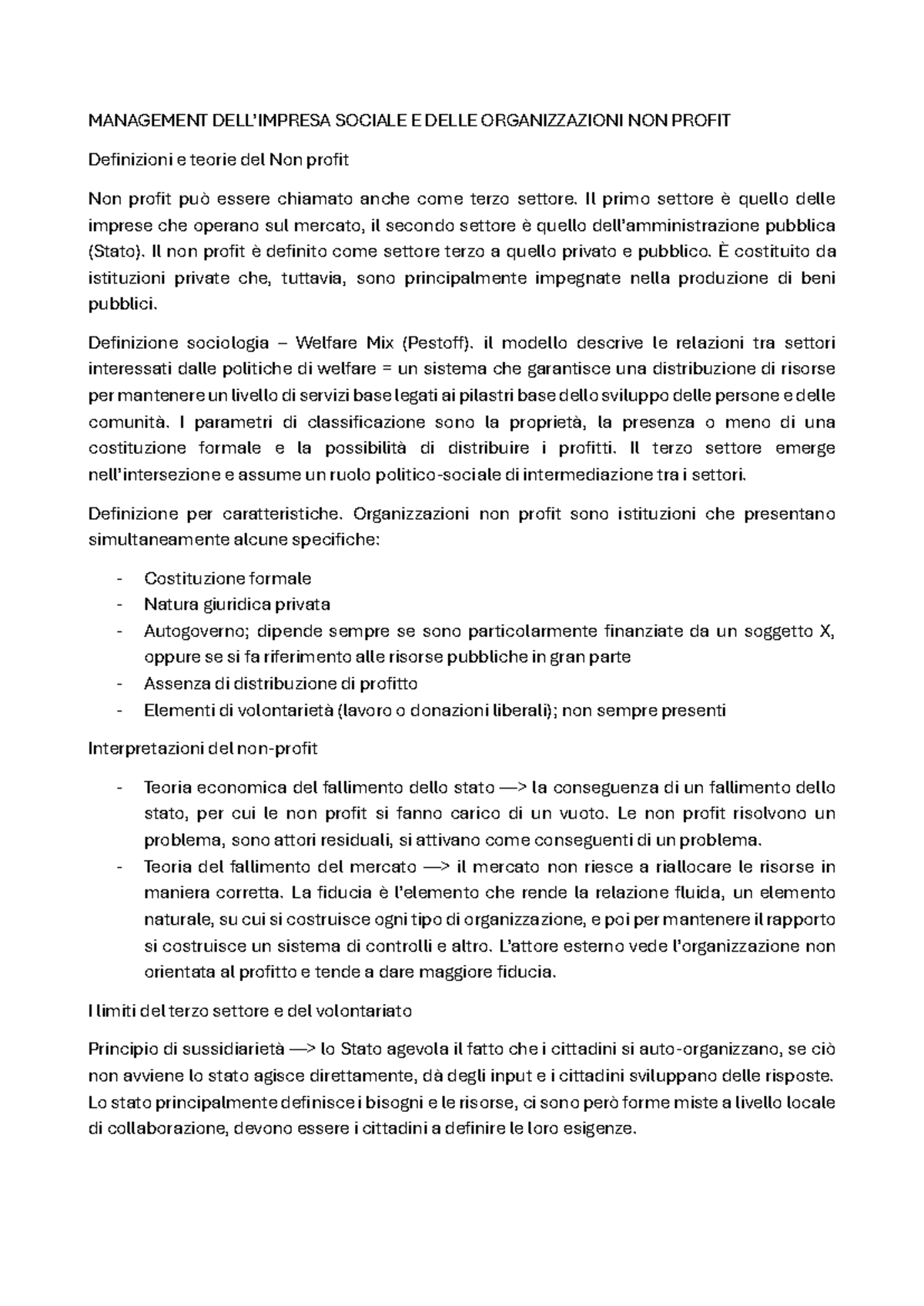 MANAGEMENT SOCIALE E DELLE ORGANIZZAZIONI NON PROFIT: Appunti Slide ...