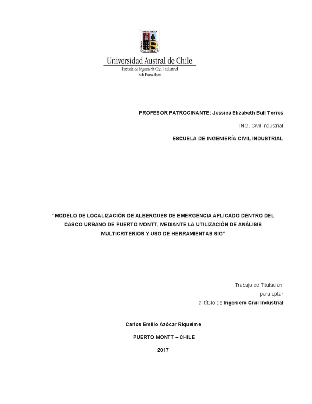 Modelo de Localización de Albergues de Emergencia - Tesis Ing. Civil ...