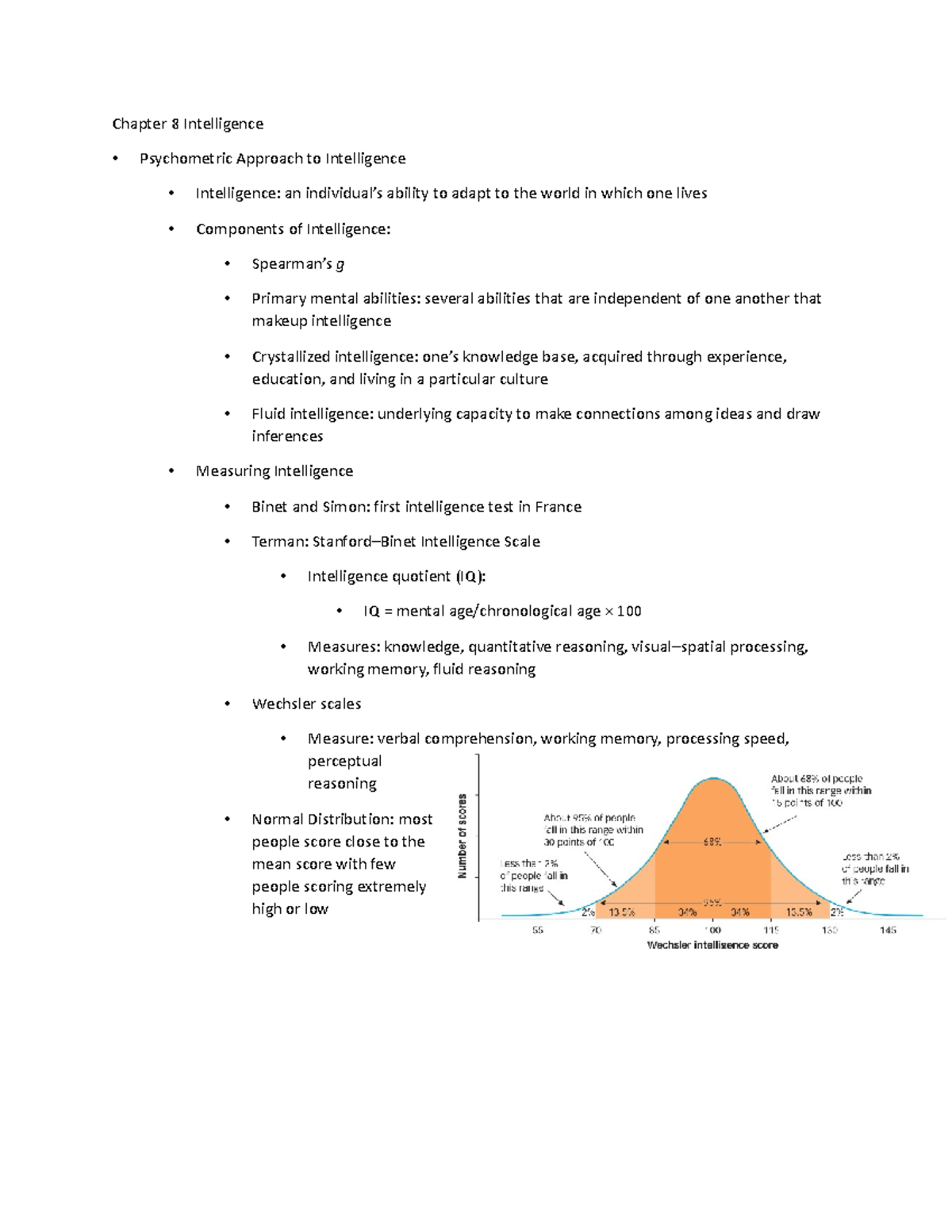 Psych 212 Chapter 8: Understanding Intelligence and Its Measurement ...