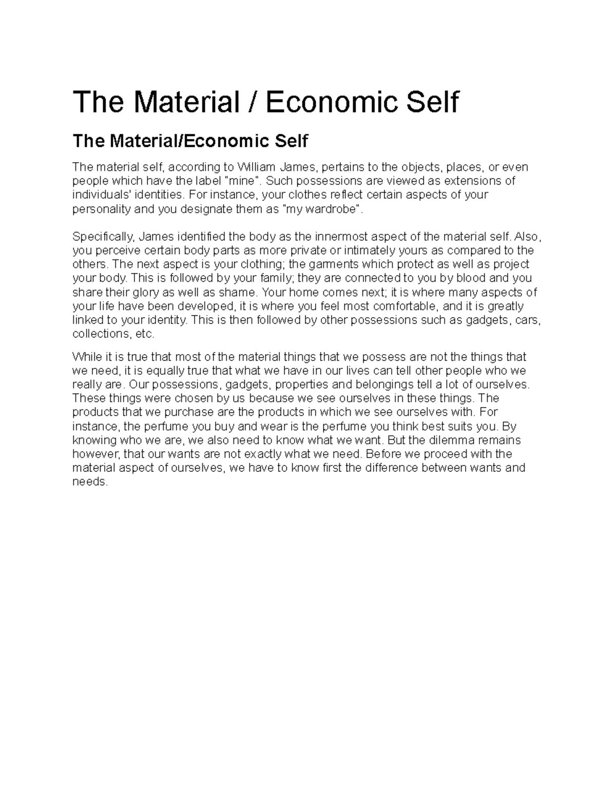 Material SELF - Lecture notes 2 - Understanding The Self - TIP - Studocu