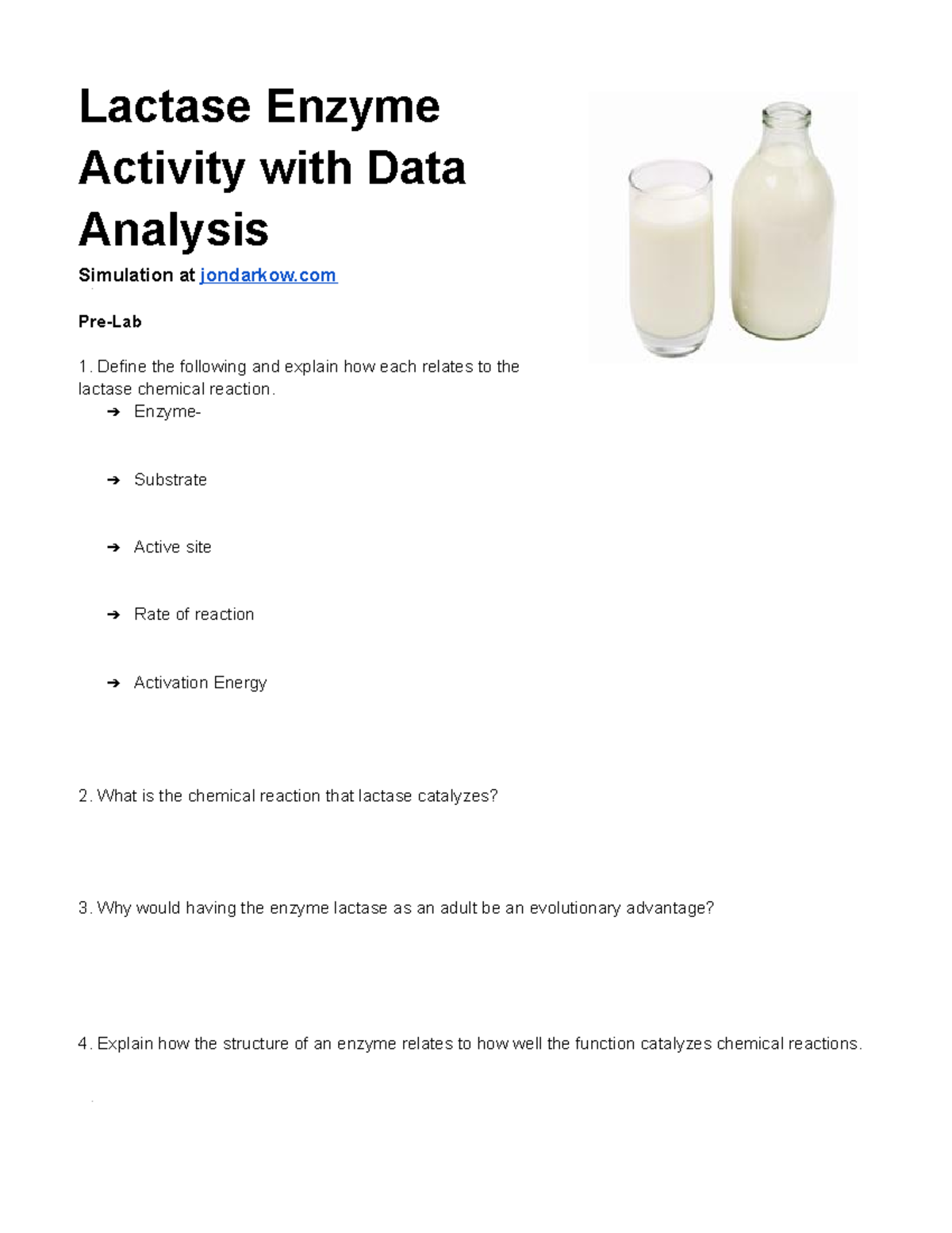 Lactase Enzyme Activity Analysis: A Detailed Experiment Report - Studocu