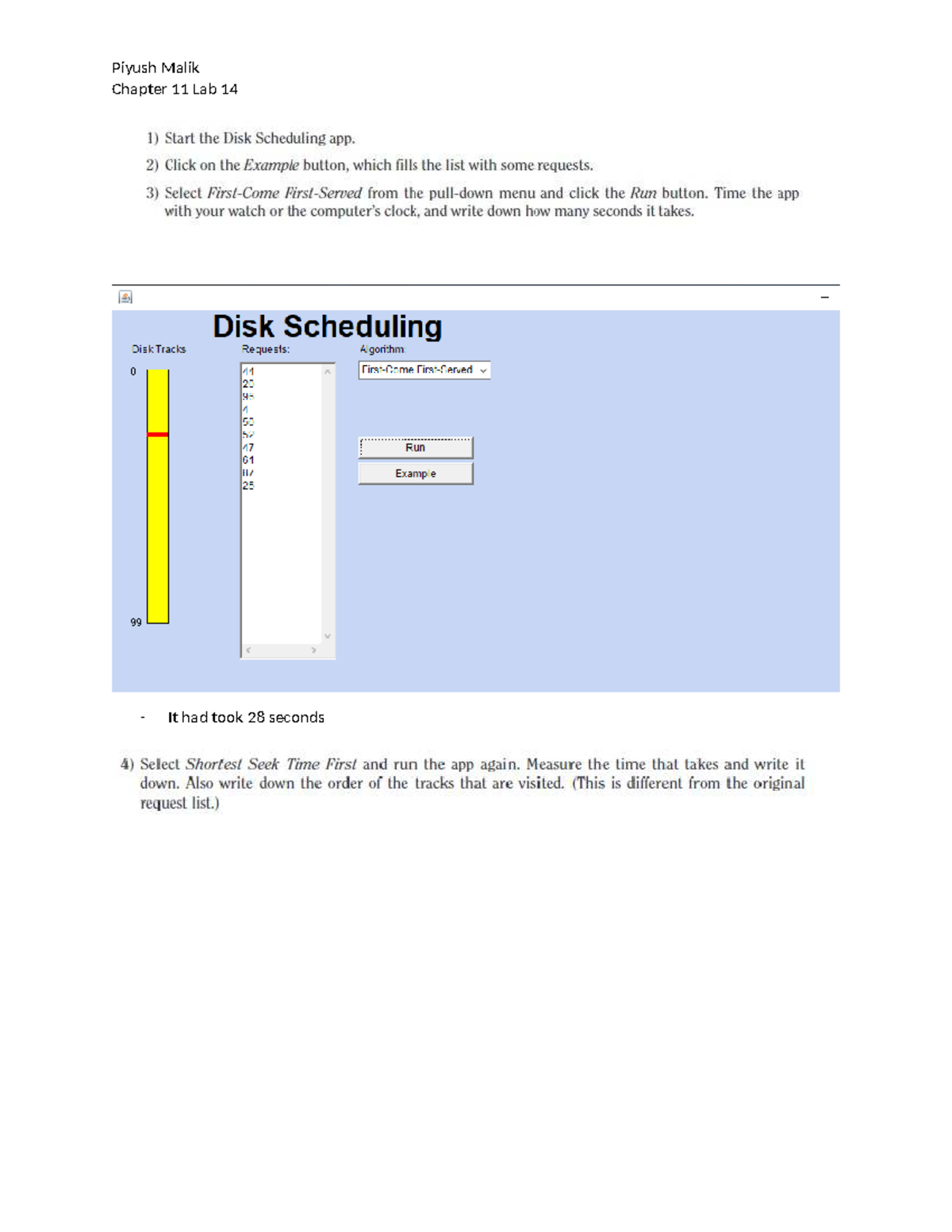 Chapter 11 Lab 14 - Disk Scheduling Analysis and Timing - Studocu