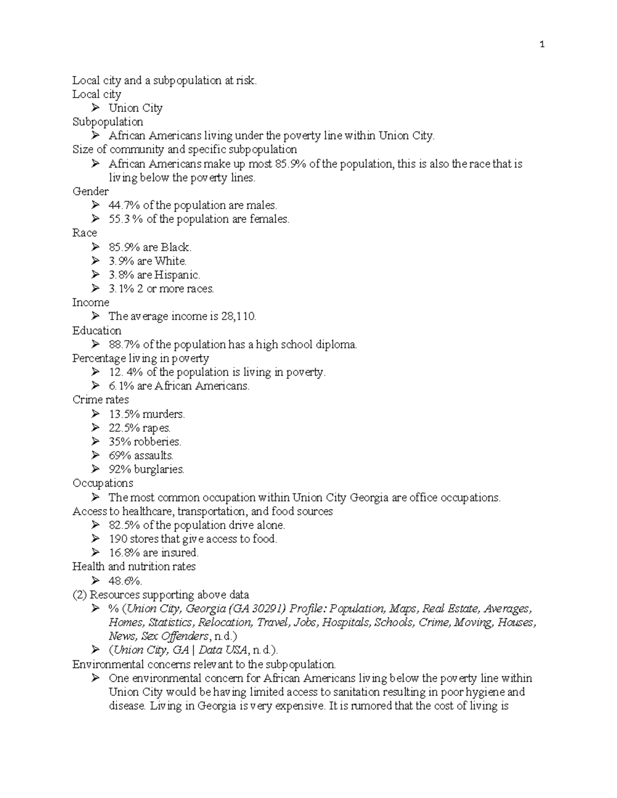 D224 Task 1: Health Disparities Among African Americans in Union City ...