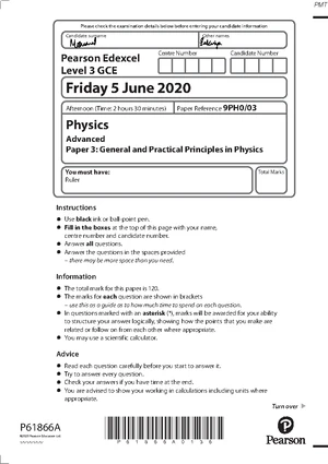 A-LEVEL PHYSICS 7408/1 JUNE 2018 PAPER 1 MARK SCHEME - Studocu