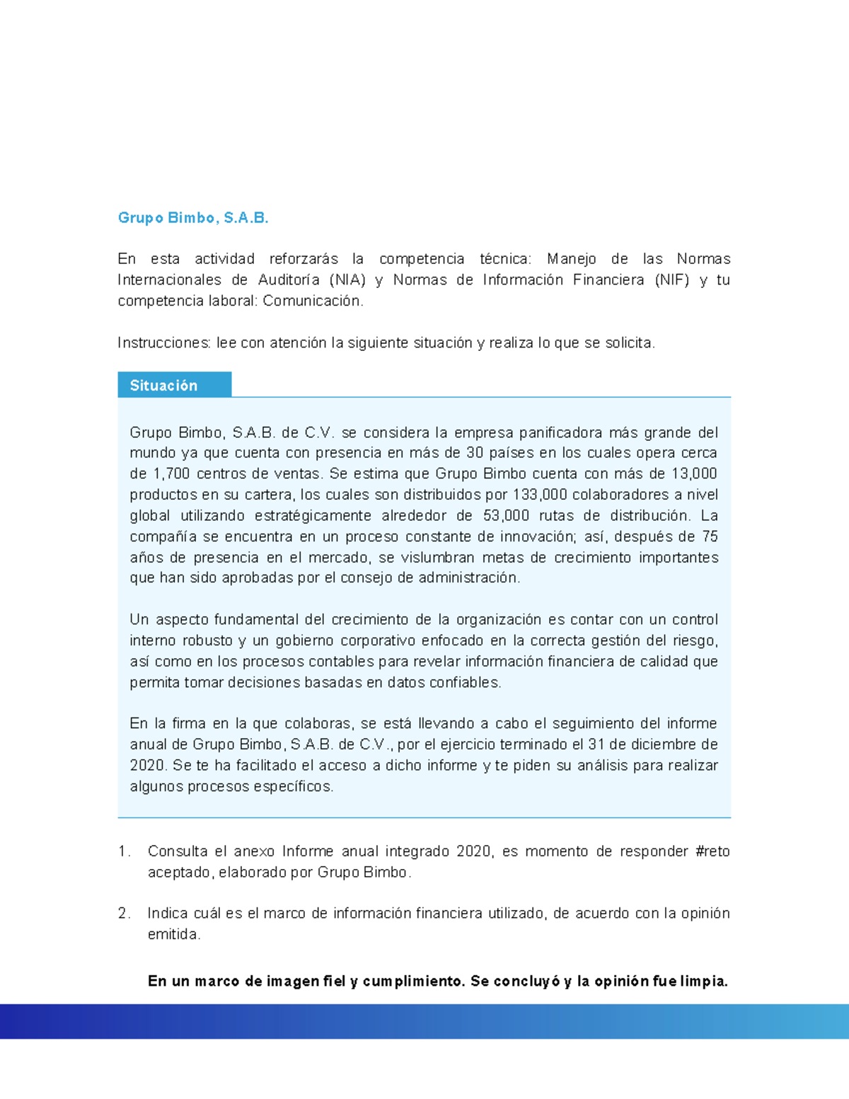 Informe Anual 2020 de Grupo Bimbo, S.A. y Estados Financieros - Studocu