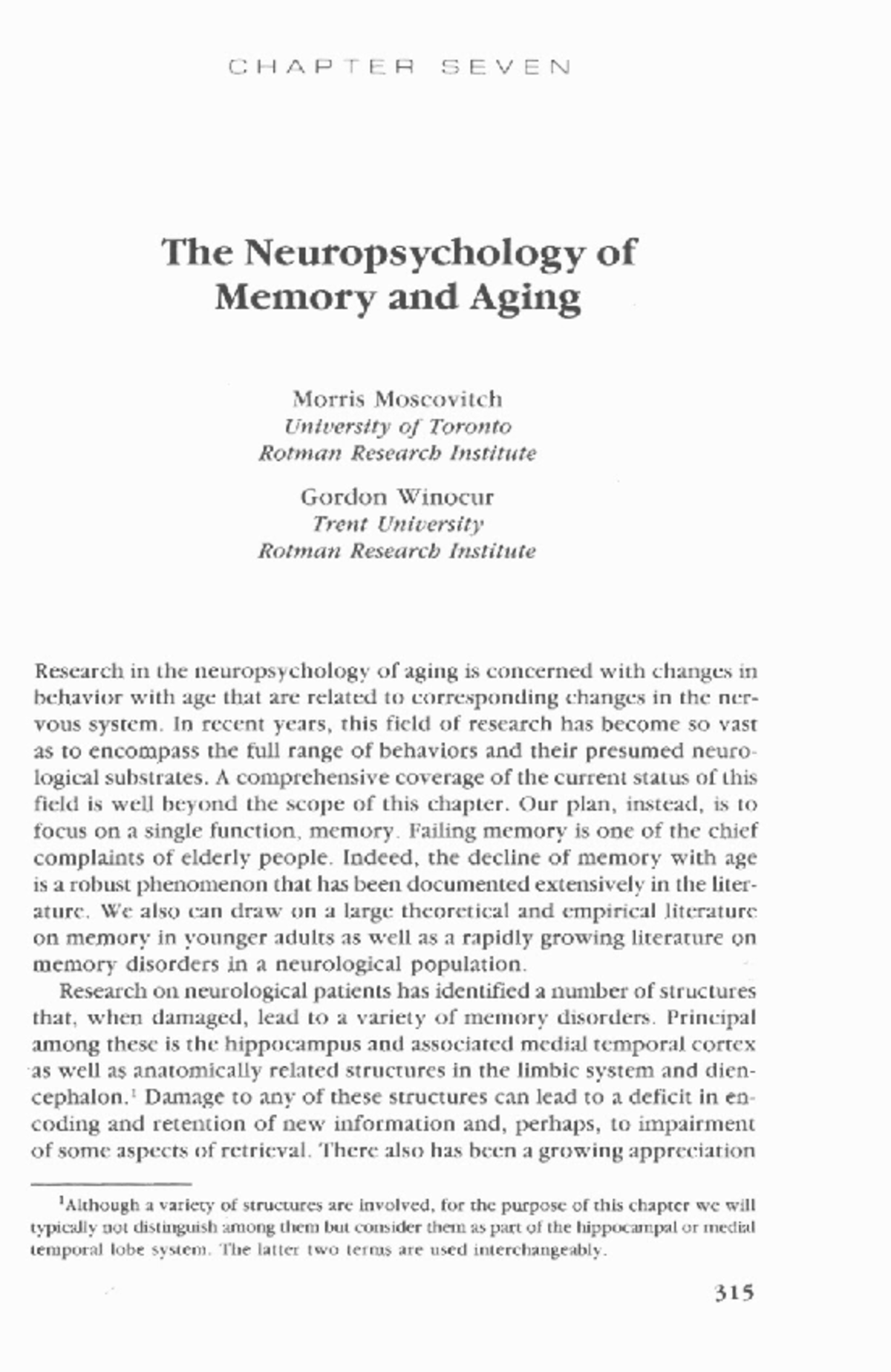 Theneuropsychologyofmemoryandaging Bookchapter - C H A P T E R S E V E ...