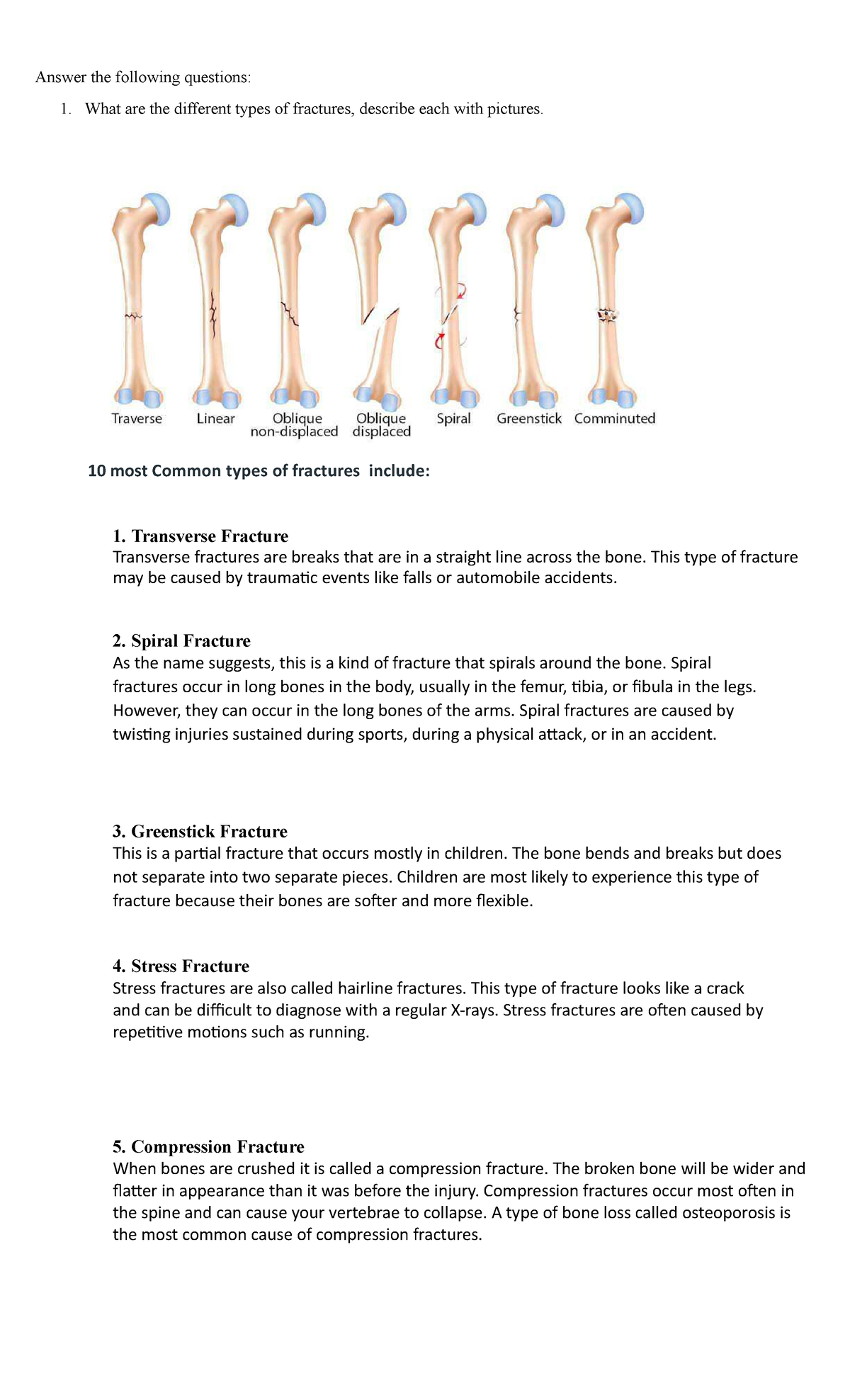 Orthopedic Ward Q&A: Understanding Fractures & Casts - Studocu