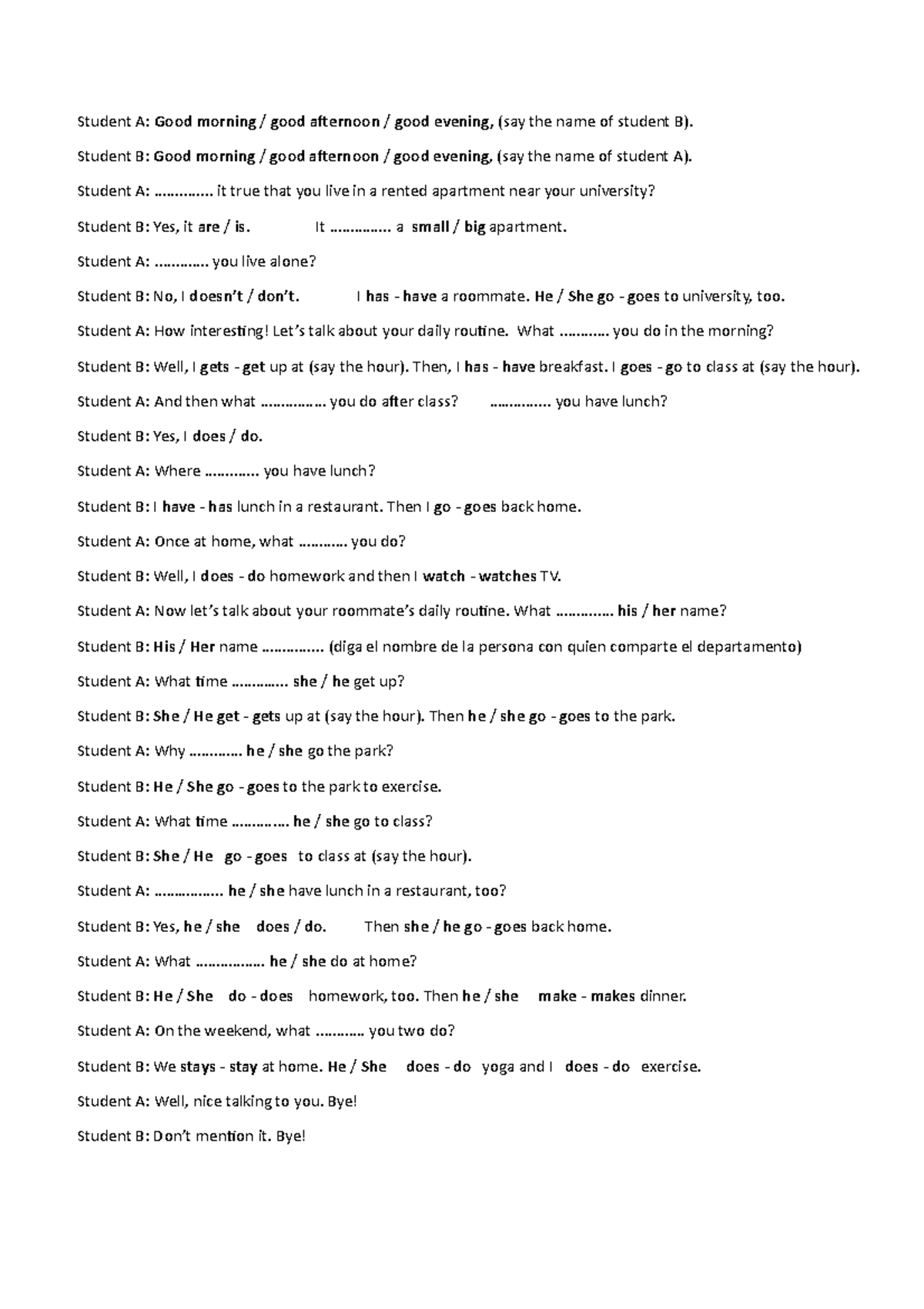 Conversational English Practice - INGLES - Studocu