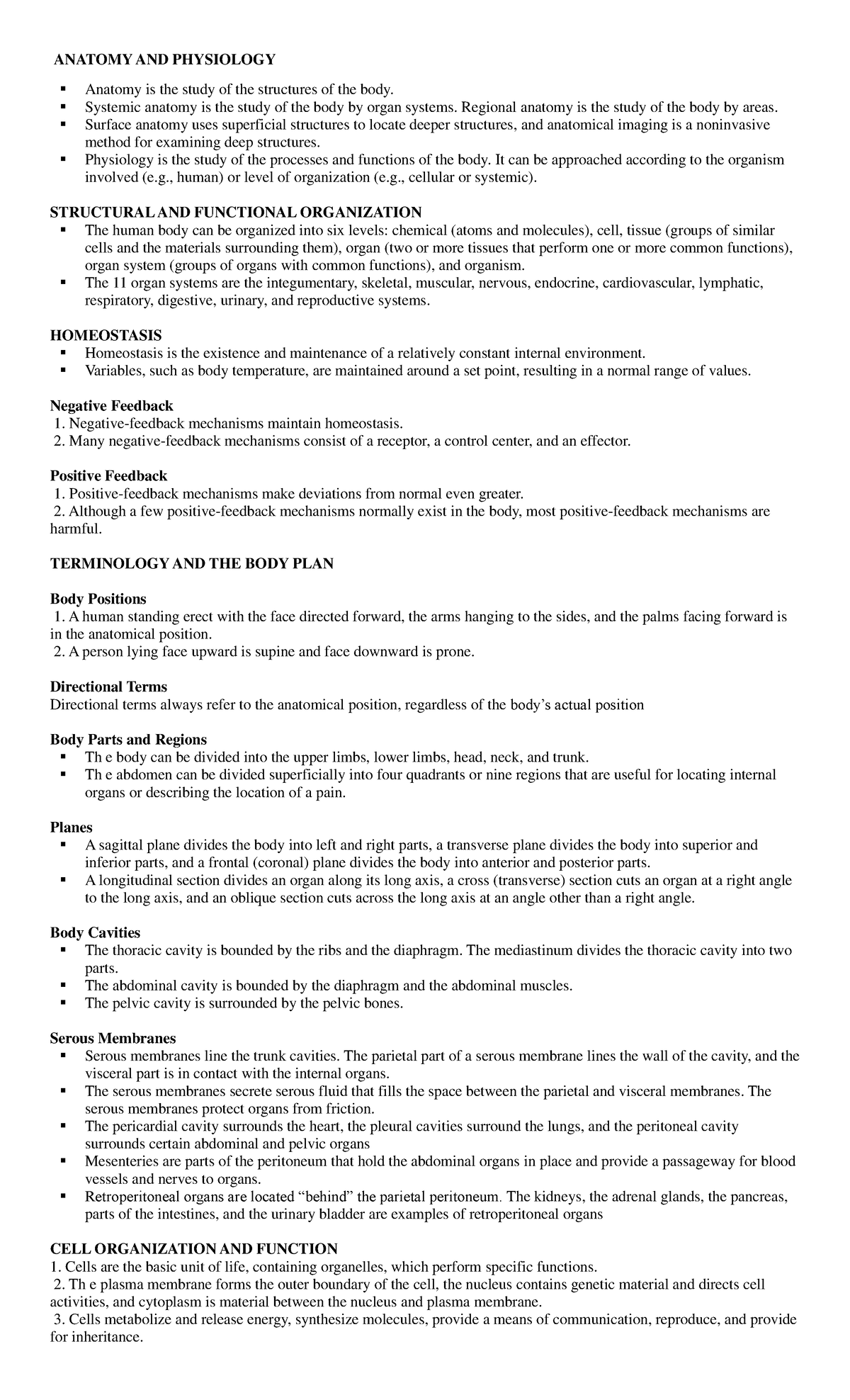 Supplemental Notes for ANAPHY: Anatomy & Physiology Overview - Studocu