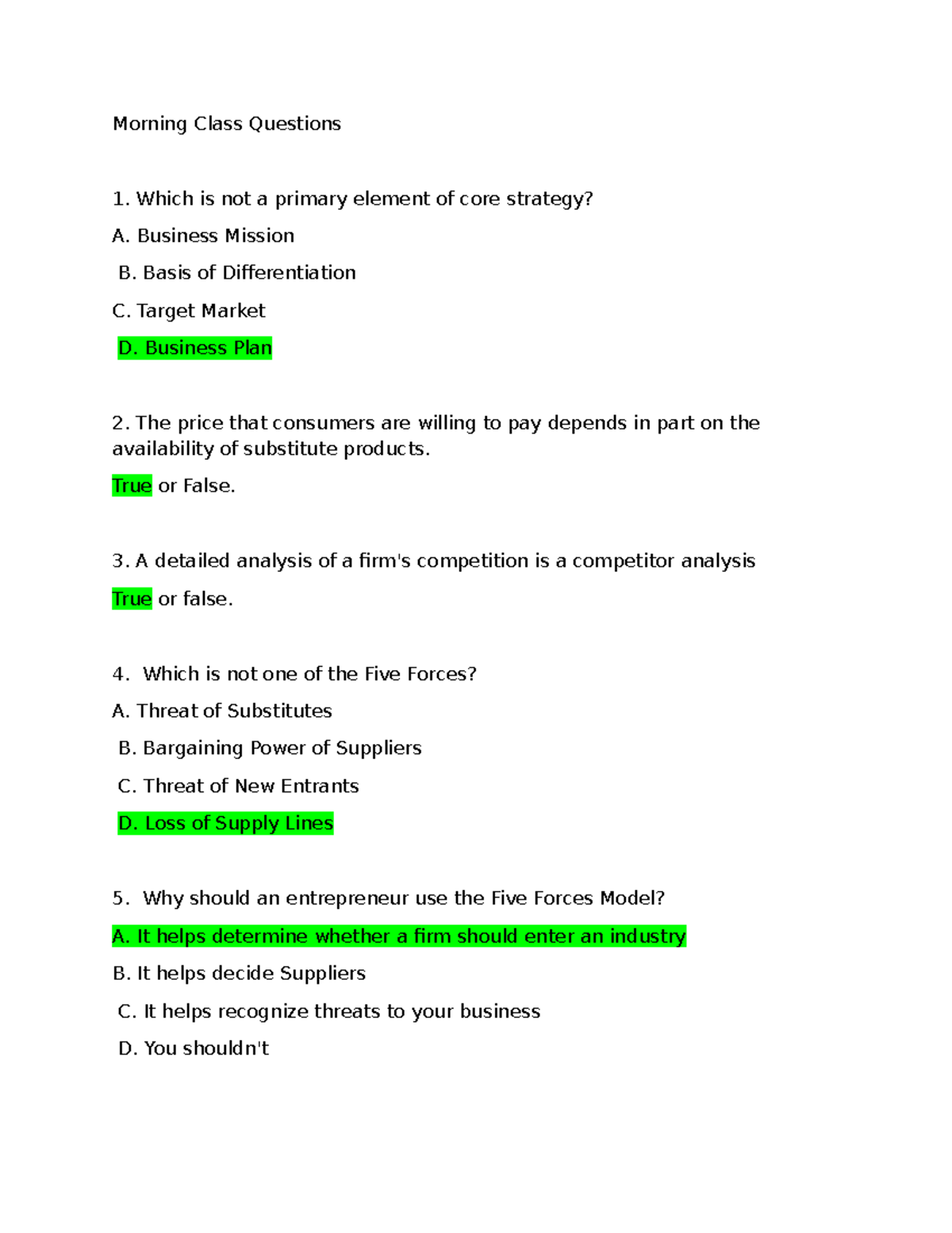ENT 101: Entrepreneurship Concepts & Core Strategies Quiz Questions ...