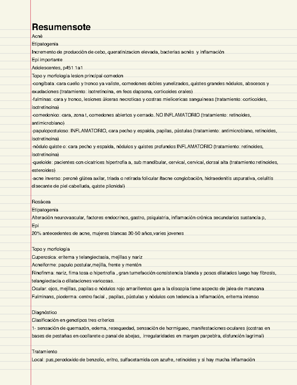 dermatologia 6 semestr - Resumensote Acné Etipatogenia Incremento de ...