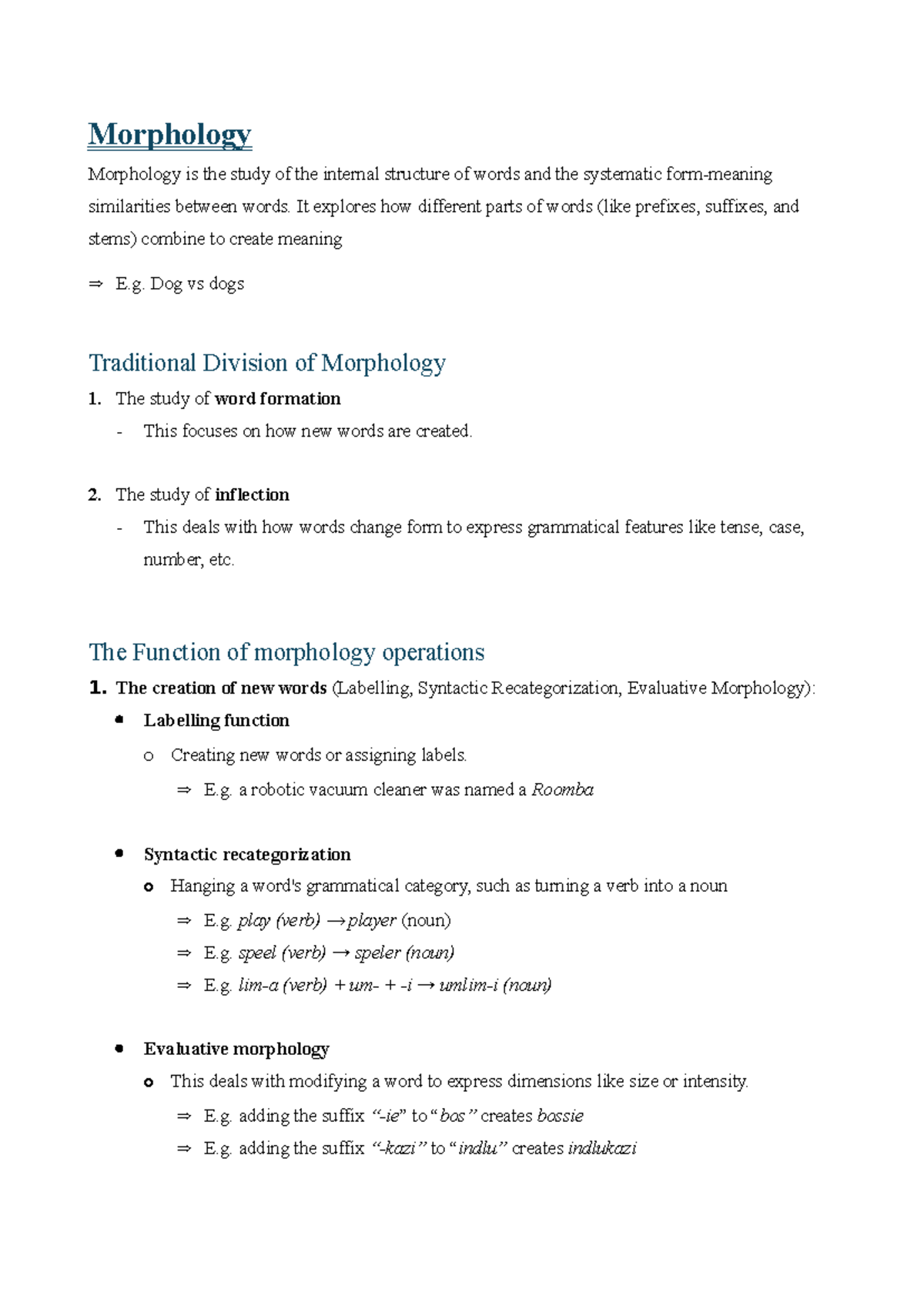 Test 3 Notes - Morphology and Word Structure Insights - Studocu