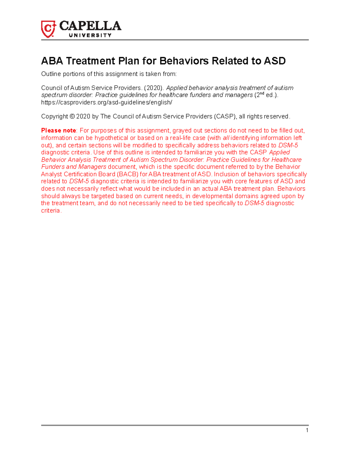 Psy 6311 Uo7A1 - ABA Treatment Plan for Callan's ASD Behaviors - Studocu