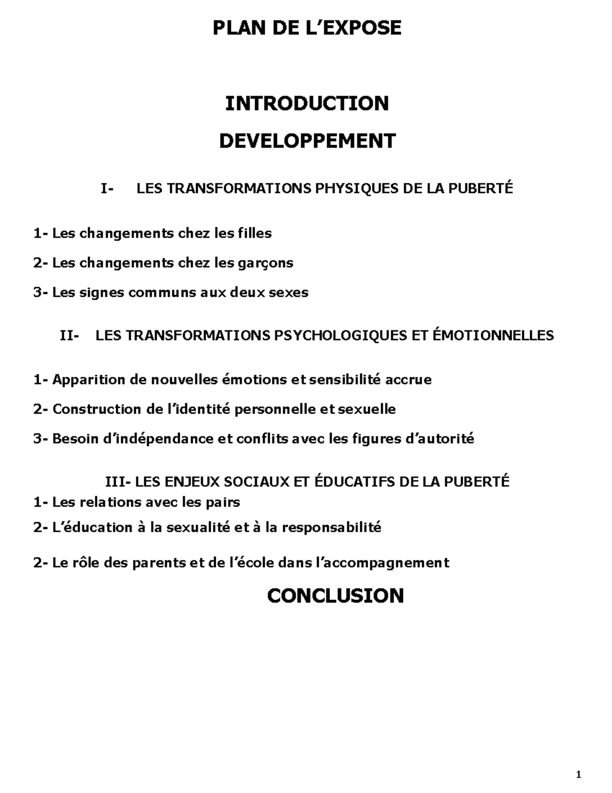 Expose Complet sur la Puberté : Transformations Physiques et ...