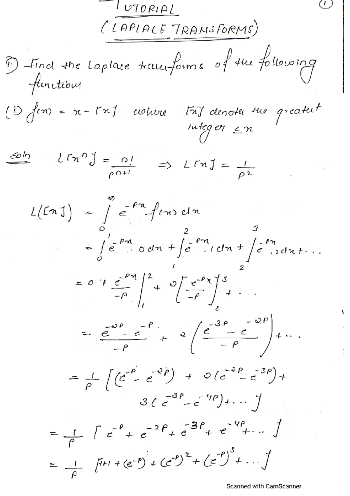 Tutorial-laplace - l UTORIAL CLAPLACE TRANSFORMS) 1. Find the laplace ...
