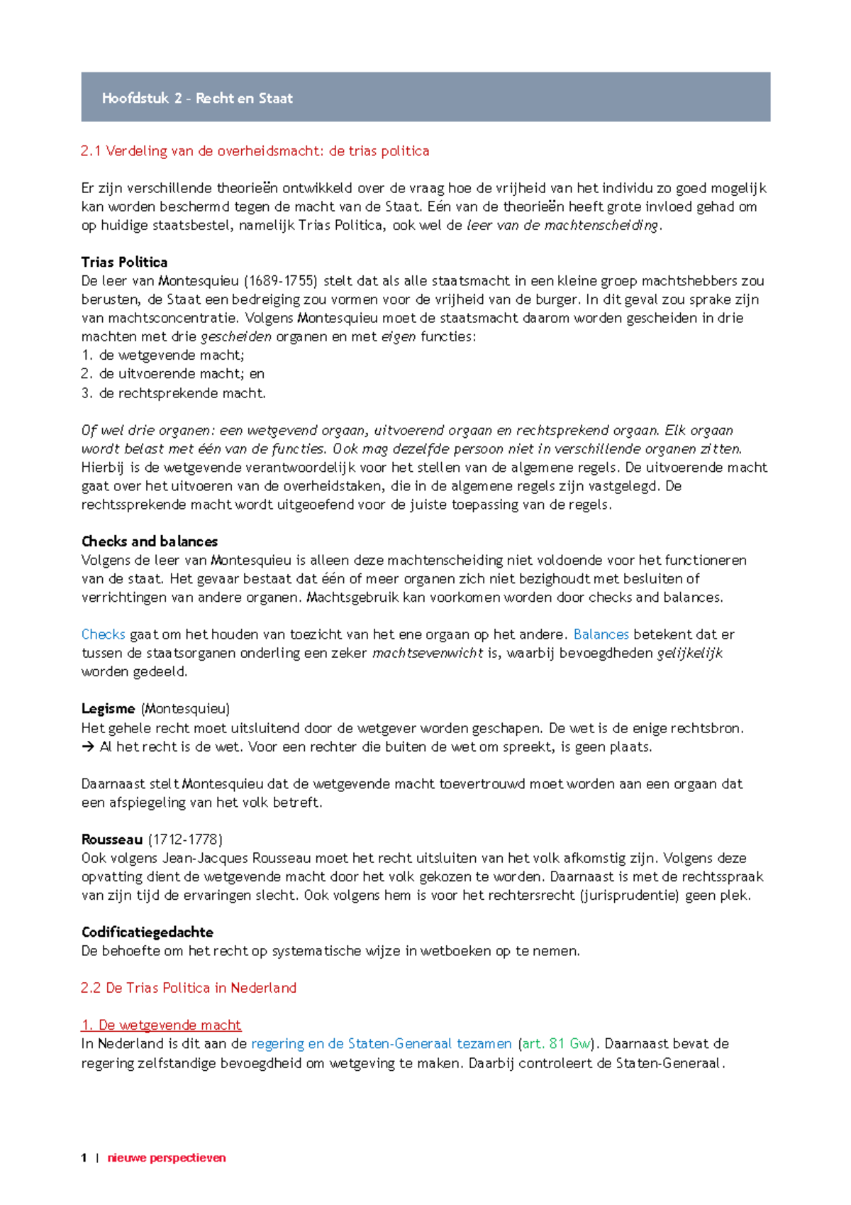 Inleiding in het Nederland Recht - Hoofdstuk 2: Recht en Staat ...