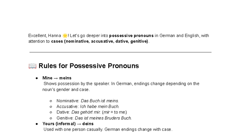 German Grammar: Possessive Pronouns & Verb Conjugation (Topic) - Studocu