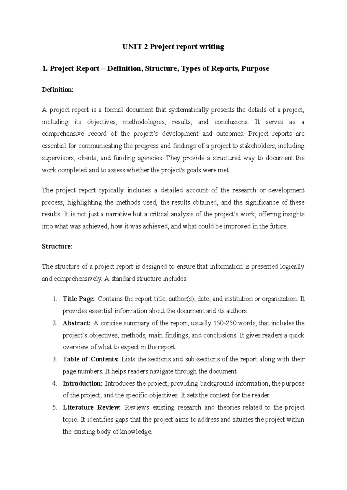 DOC-20241127-WA0004 - Notes on Writing Project Reports and Analysis ...