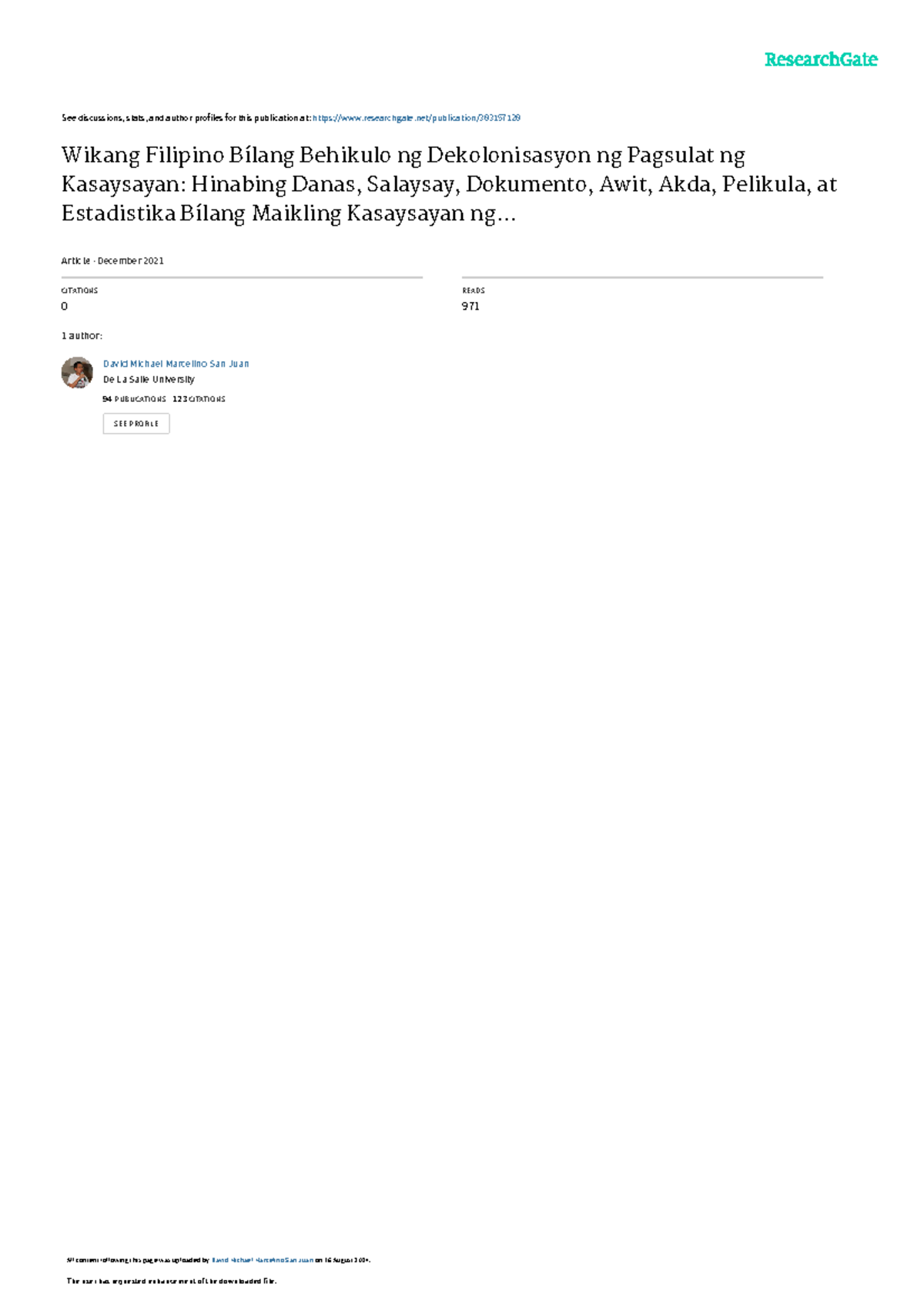 Wikang Filipino Bilang Behikulo ng Dekolonisasyon sa Kasaysayan (FIL100 ...