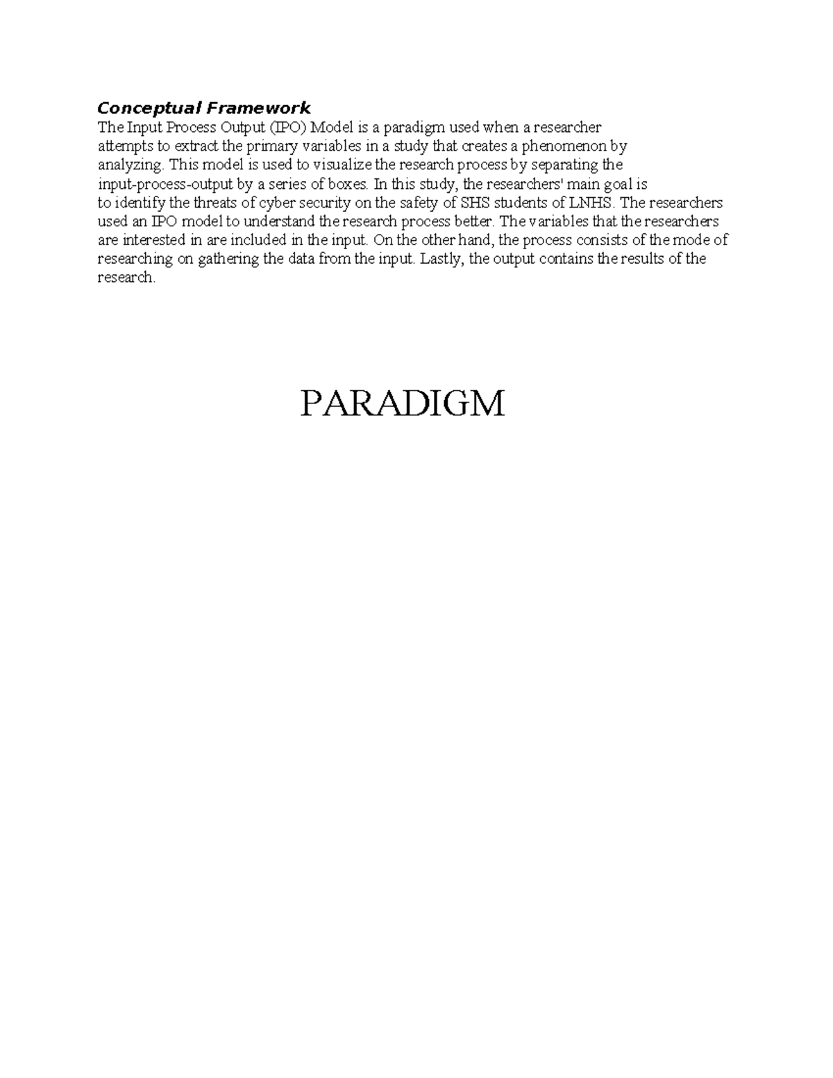 Conceptual Framework - sample concept work - Conceptual Framework The ...