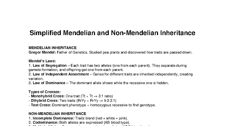 Mendelian & Non-Mendelian Inheritance Overview: Key Concepts & Laws ...