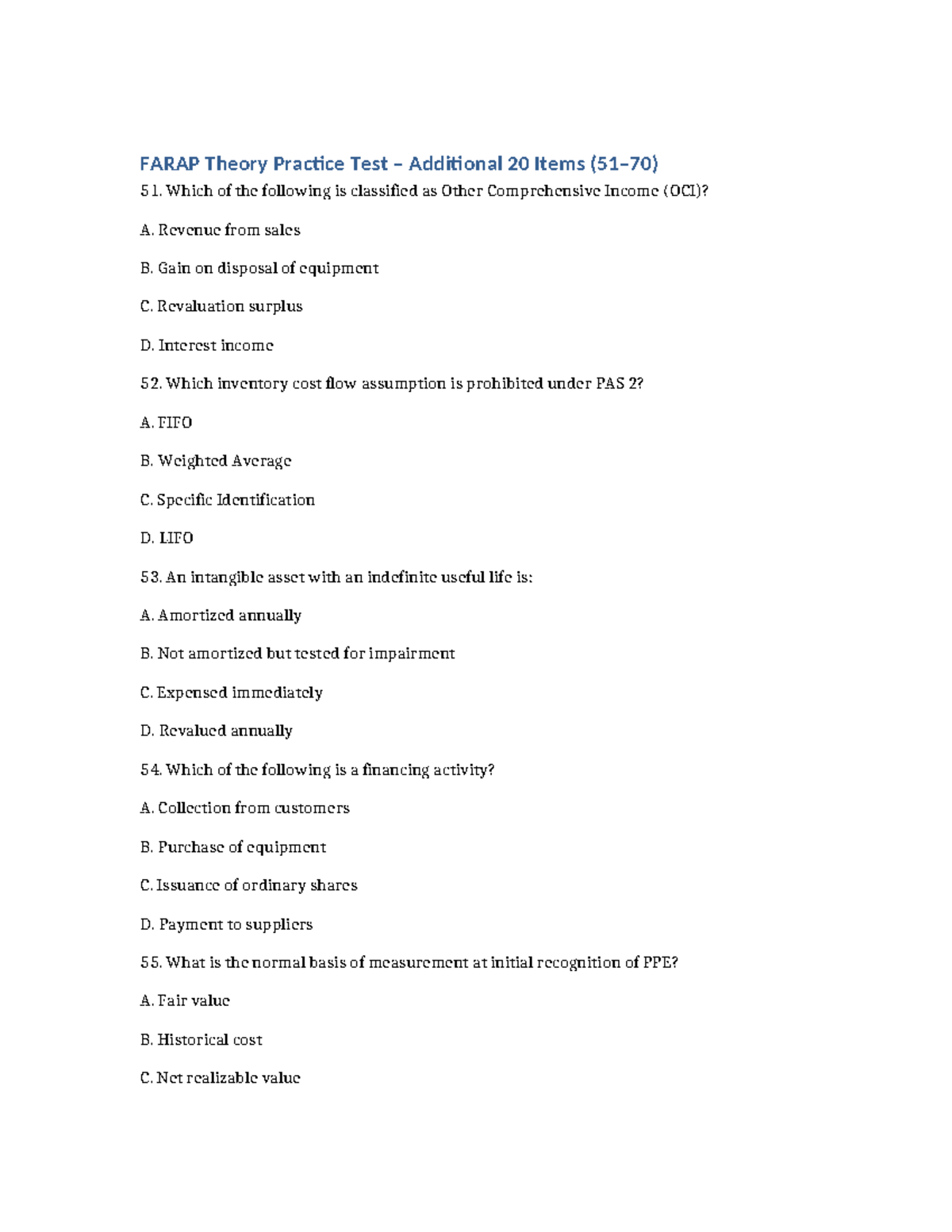 FARAP Short Quiz - Sample Quiz with 20 Practice Items - Studocu