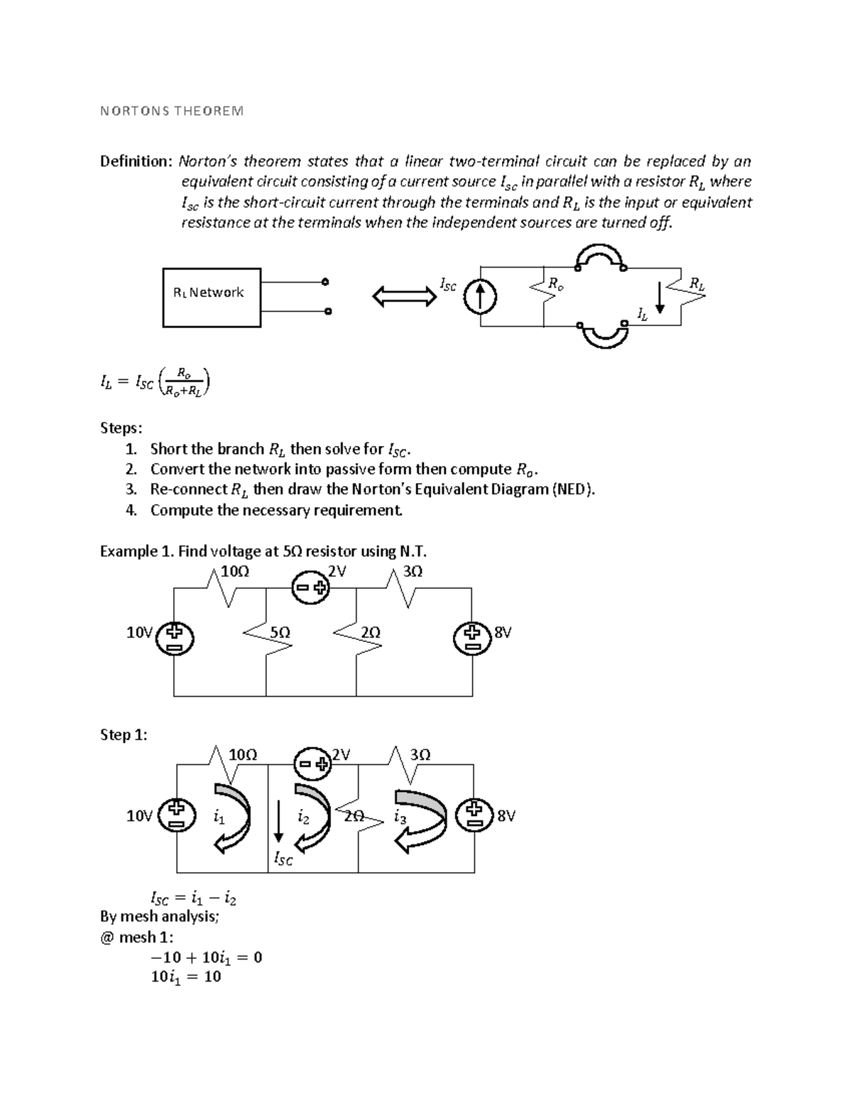 (G) Nortons Theorem - Electrical - NORTONS THEOREM Definition: Norton’s ...