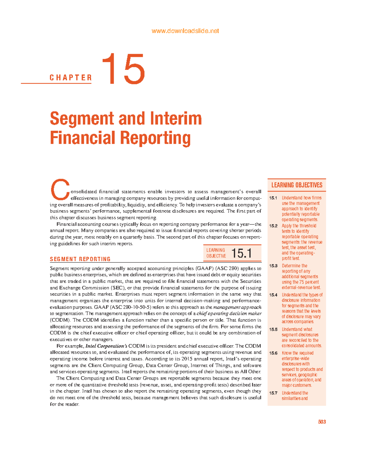 Chapter 15 - Segment and Interim Financial Reporting Analysis - Studocu