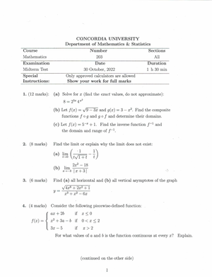 Course Outline-MATH 203 (Summer 2024) - Departmental website: mathstat ...