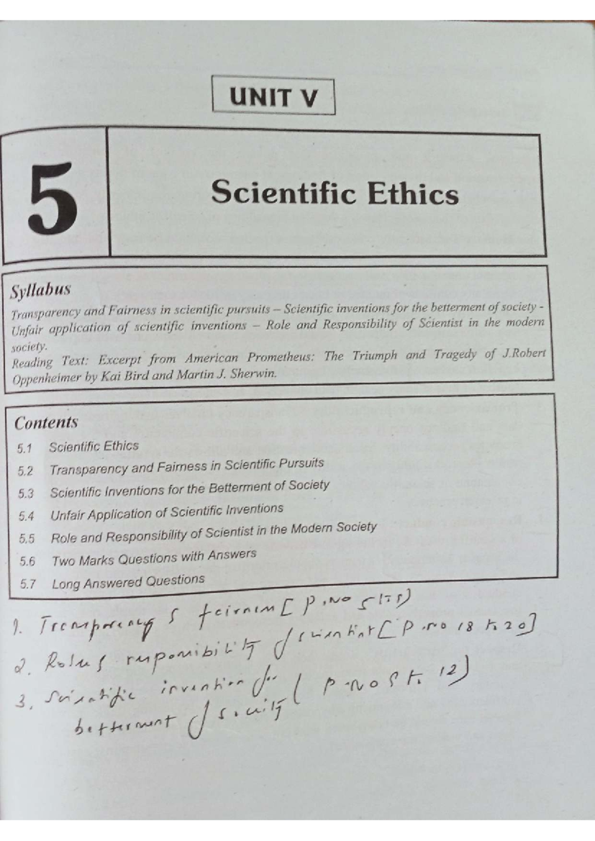 GE3791 Unit 5 - Study Notes on Scientific Ethics and Responsibilities ...