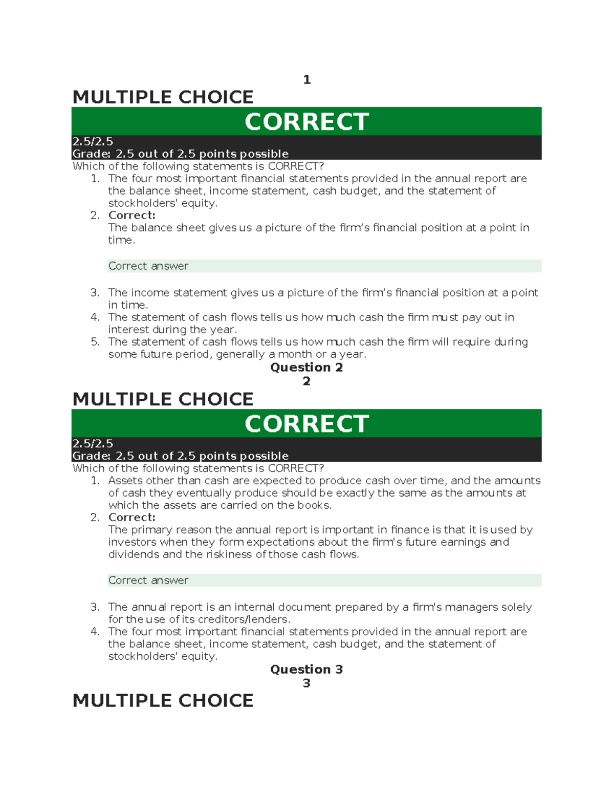 Financial Statements & Corporate Income Analysis - MCQs (FIN 101) - Studocu