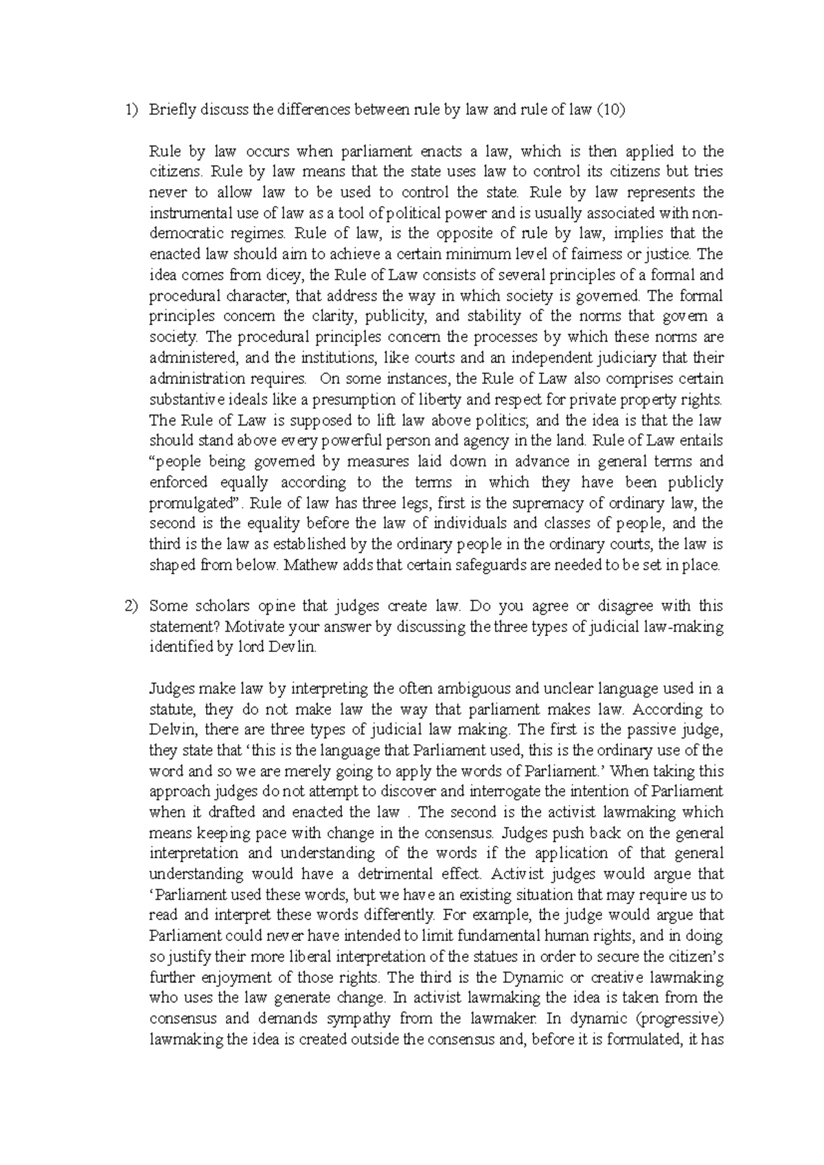 Tut 5 FSAL: Rule of Law vs. Rule of Law - Judicial Perspectives - Studocu