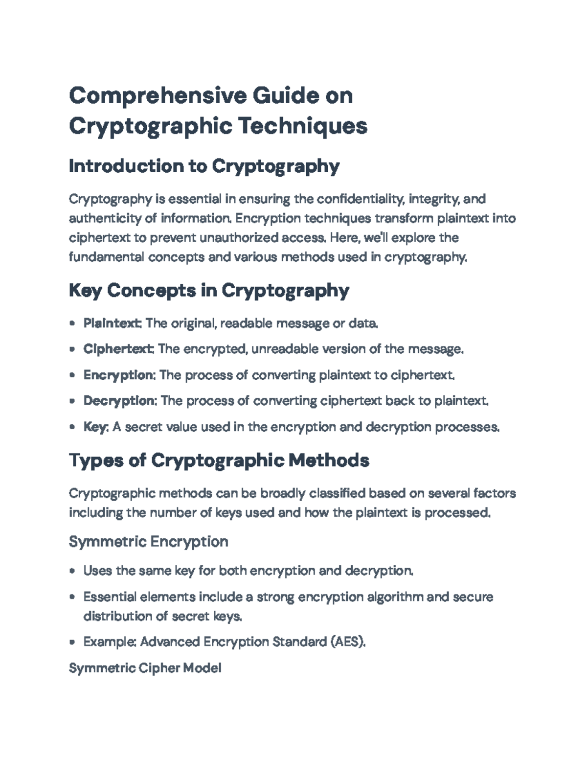 Comprehensive Overview of Cryptographic Techniques and Methods ...