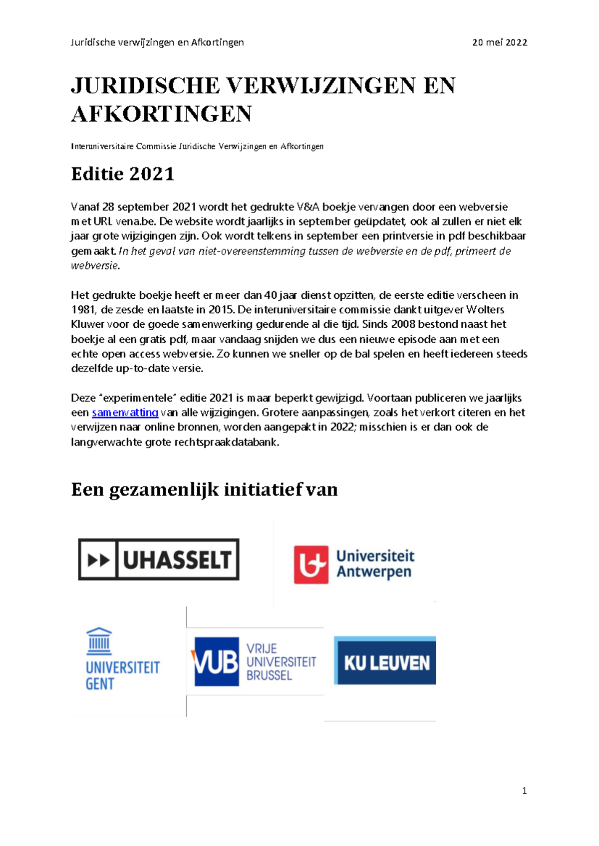 Juridische Verwijzingen en Afkortingen - Editie 2021 Gids - Studocu
