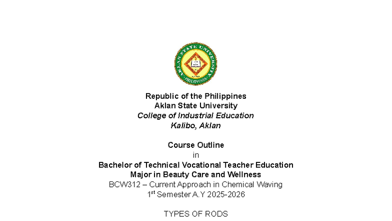 BCW312 1st Sem: Types of Rods & End Papers in Chemical Waving - Studocu